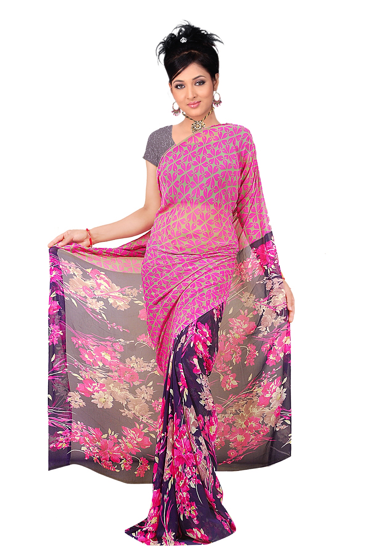 Buy Shopeezo Daily Wear Pink Color Chiffon Saree/Sari Online @ ₹275 ...