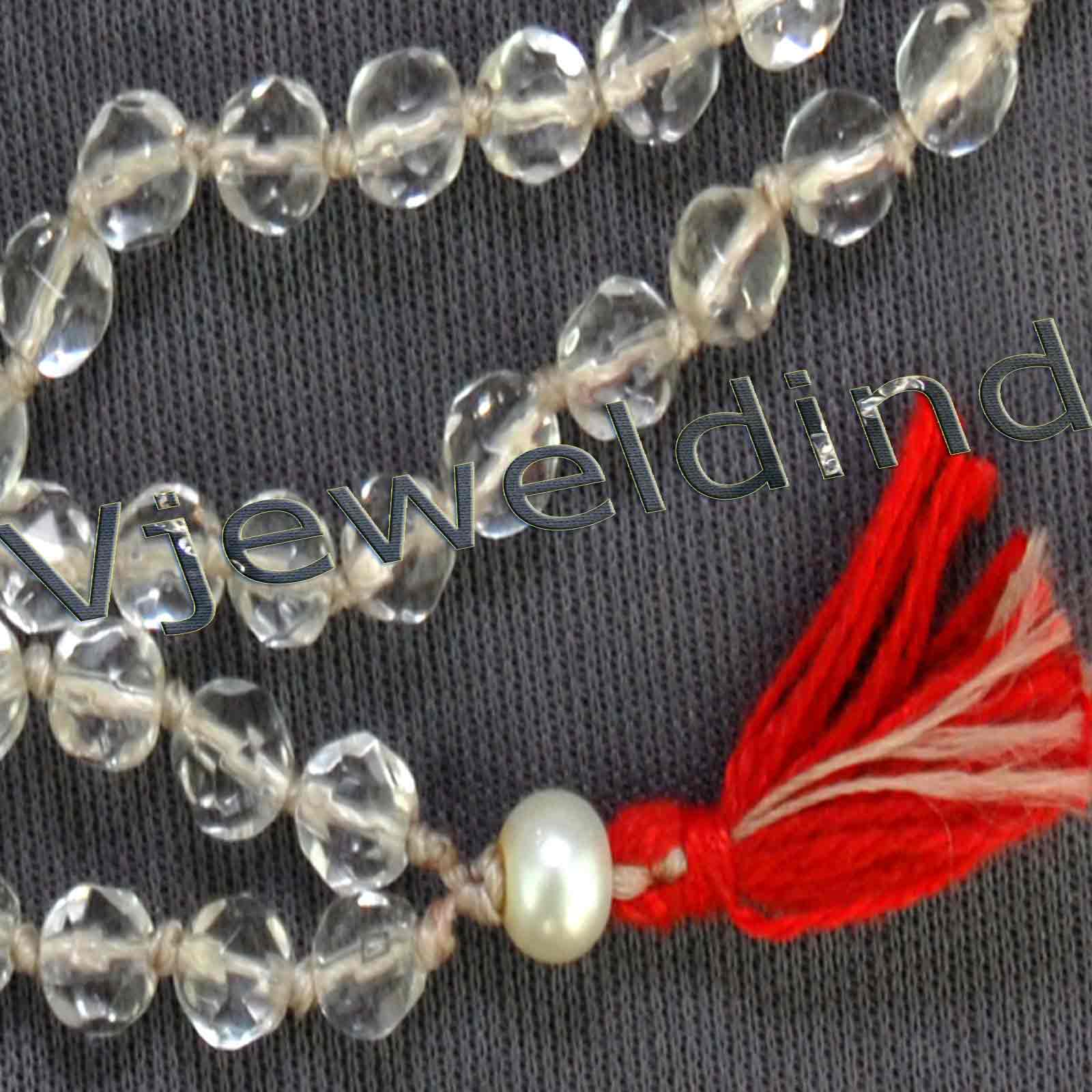 Natural Rock Crystal Quartz (Sphatic/Sphatik) Mala 4-5 mm(Aprox ...
