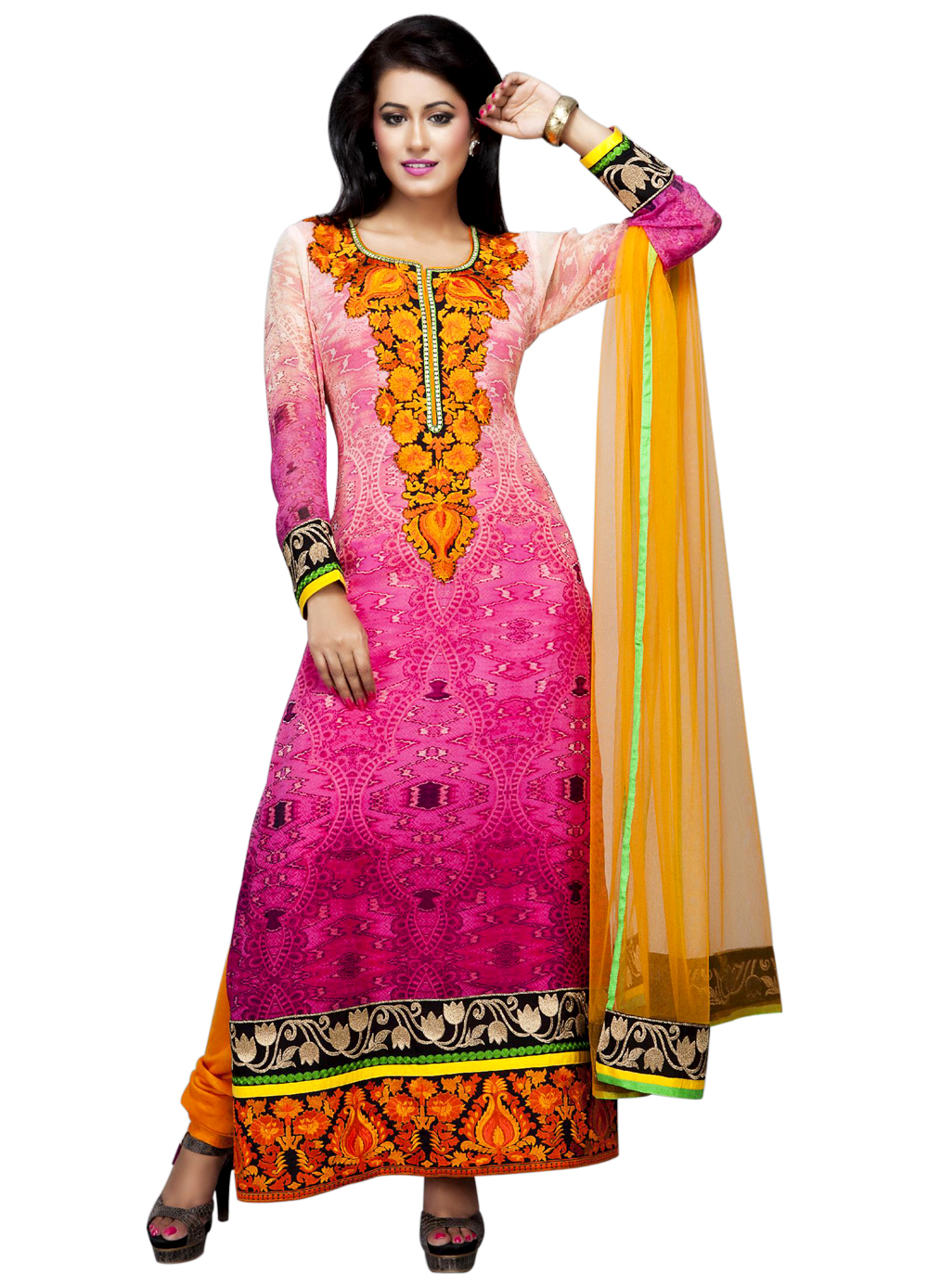 Shop Digital Printed Semi Stitched Georgette Salwar Suit Online - Shopclues