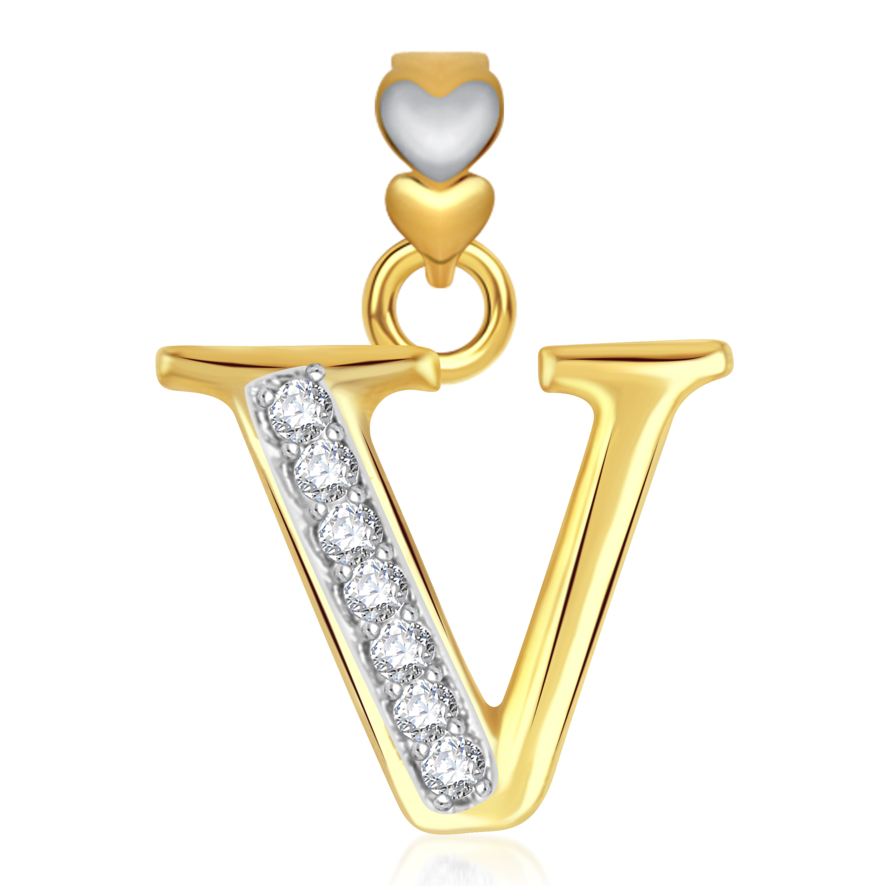 Buy VK Jewels Alphabet Collection Initial Pendant Letter V Gold and ...