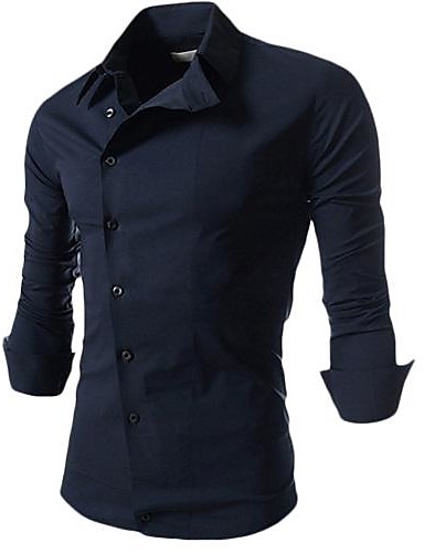 Buy MANWAN WALKMen s Slim Formal Side Button Shirt with Solid Color ...