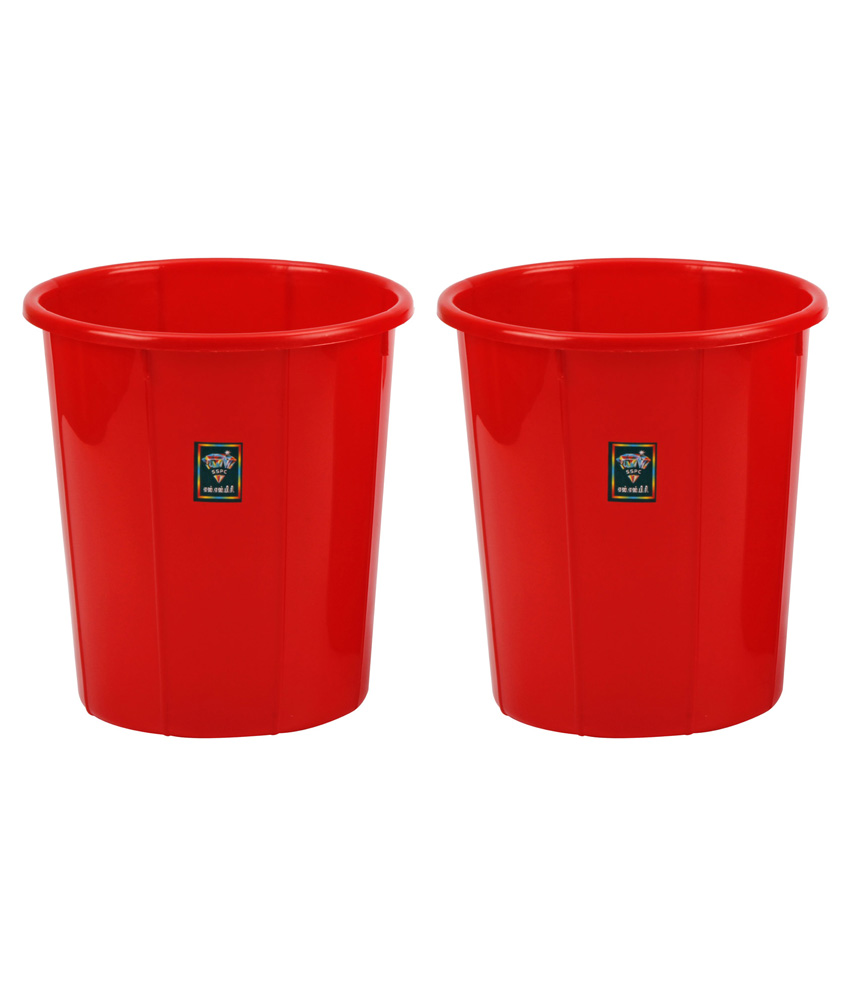 Buy Sunshine Red Plastic 4 Liter Dustbin - Set Of 2 Online @ ₹355 from ...