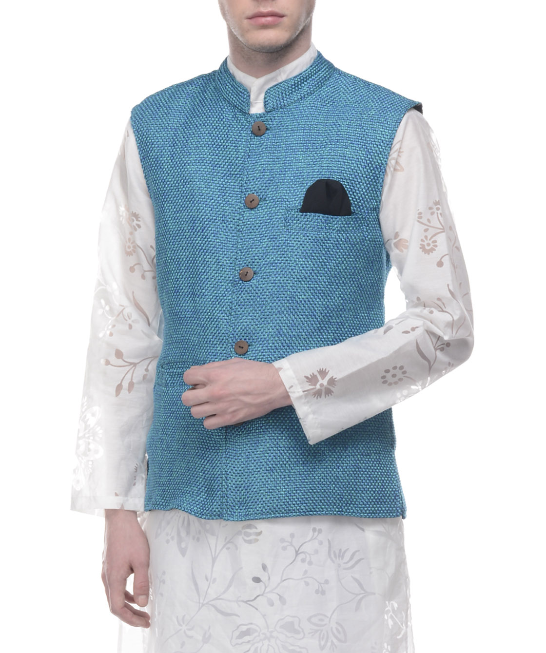 Buy Lavennder Light Blue Jute Nehru Jacket Online @ ₹899 from ShopClues