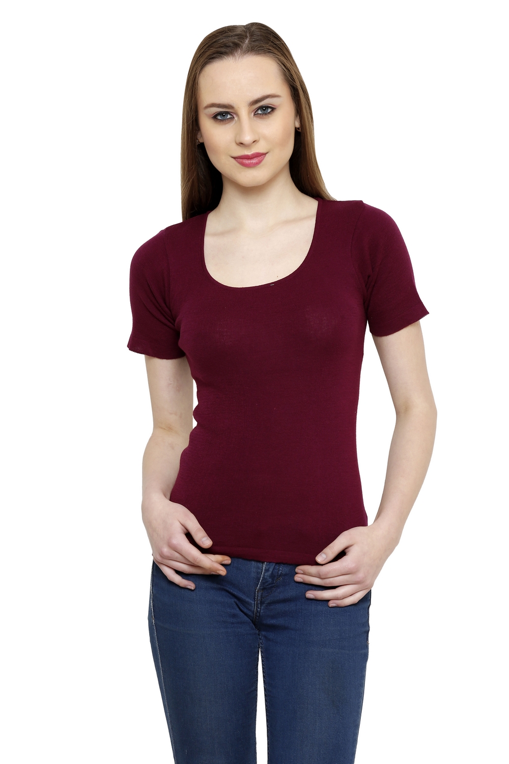 Buy Renka Comfortable Maroon Color Seamless Summer Tops for Women ...