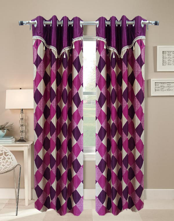 Buy Homefab India Set of 2 Designer Checks Pink Door Curtains Online ...