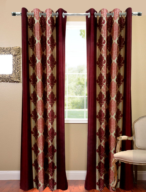 Buy Homefab India Set of 2 Beautiful Damas Maroon Door Curtain Online ...