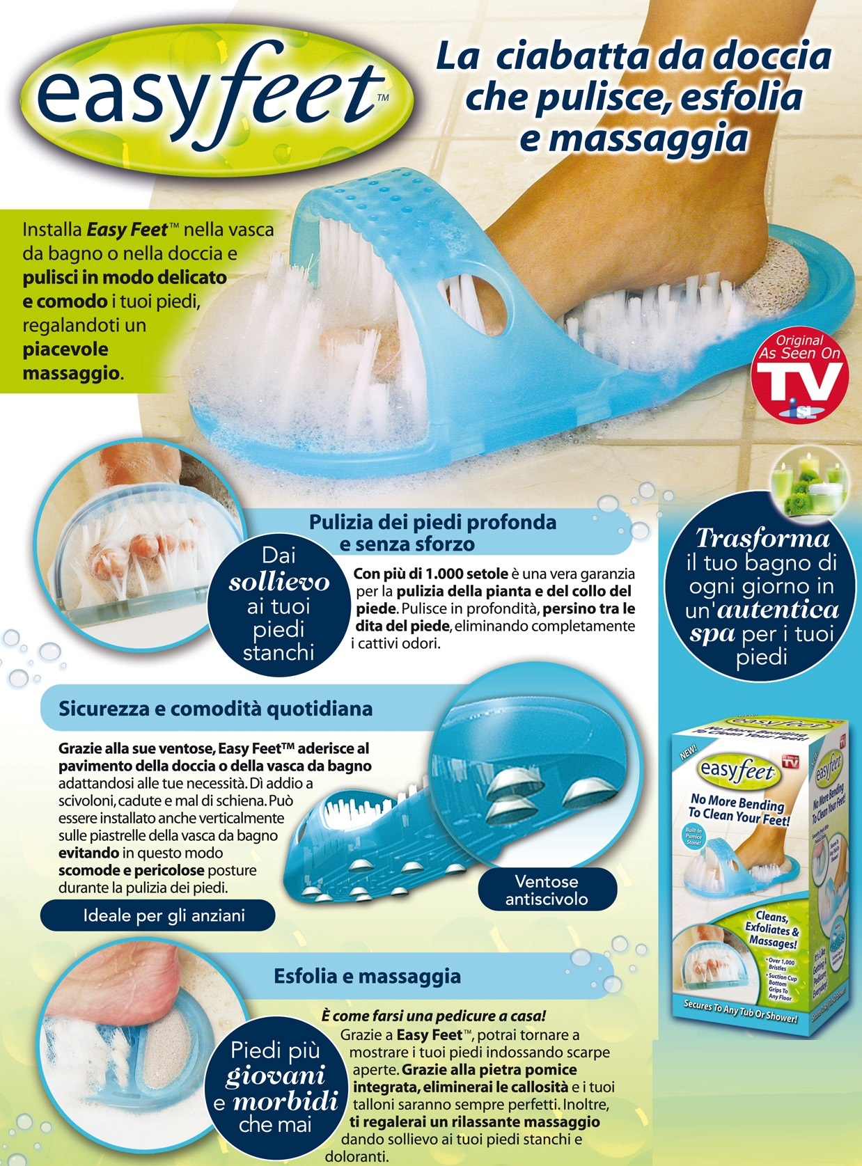 Buy Easy Feet Bath Shower Foot Scrubber to Clean and Remove Callus ...