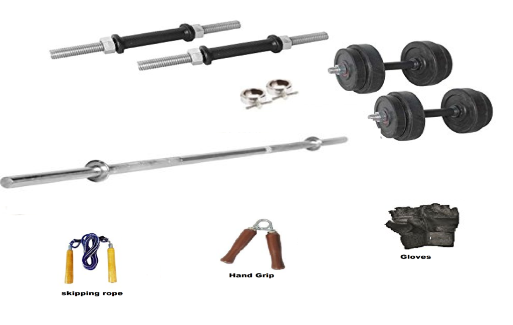 Buy RMC RUBBER HOME GYM SET (10 kg Rubber plates +1 pair dumbel rod ...