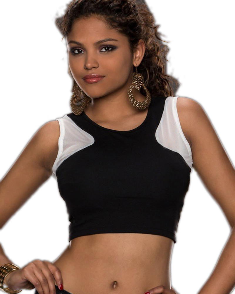 Buy Black Mesh Stitching Crop Club Top Online @ ₹650 from ShopClues
