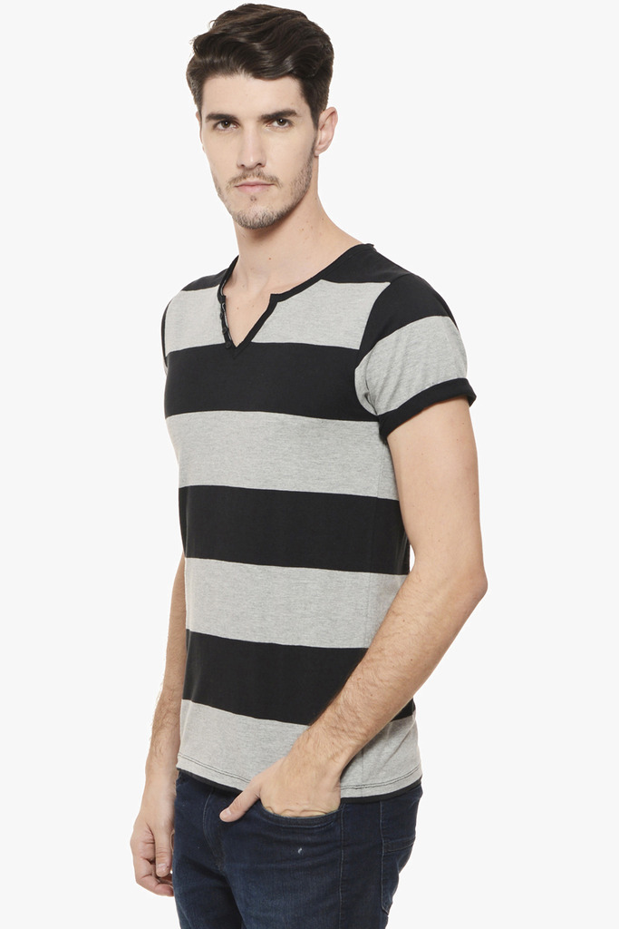 Buy Rigo Men's Grey Black Round Neck T-Shirt Online @ ₹749 from ShopClues