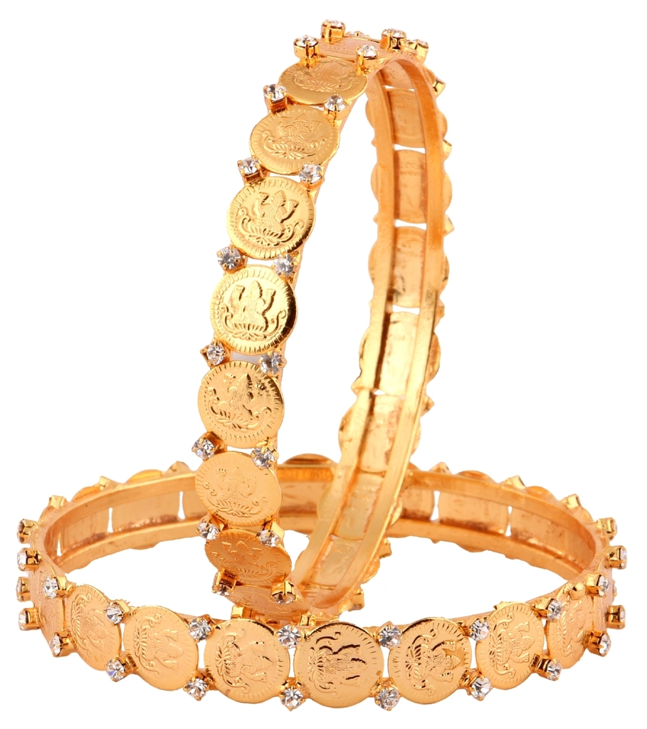 Buy The jewelbox classic 22K gold plated lakshmi coin american diamond ...