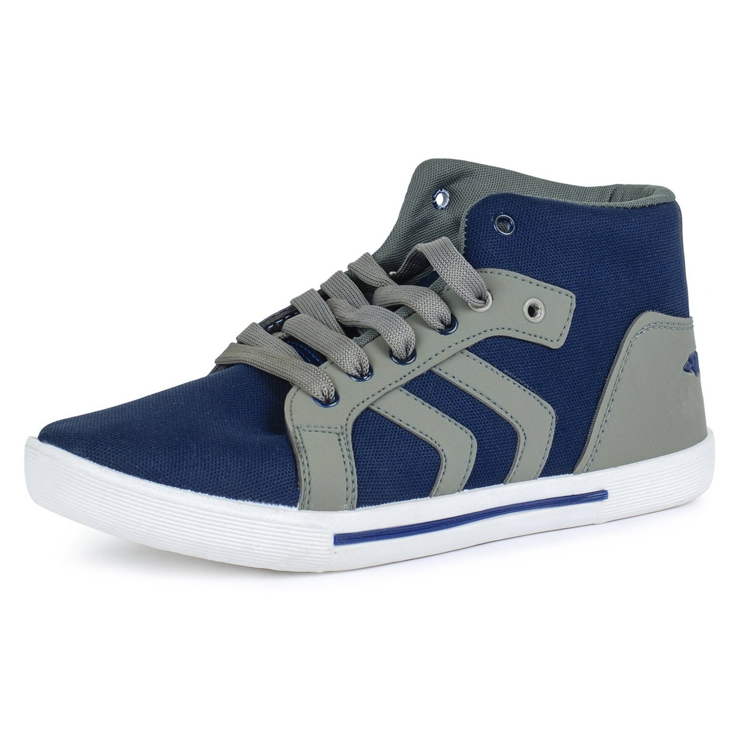 Buy Chevit MenS Blue,Grey Sneakers Lace-Up Shoes (NR-114-GRY-BL-CVT ...