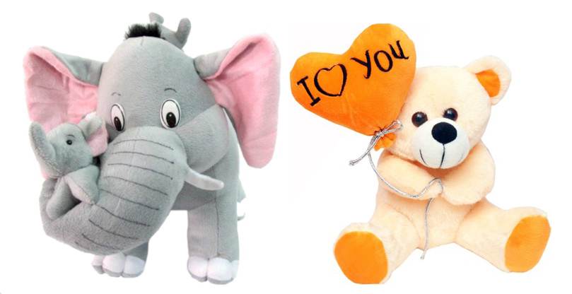 Buy Tabby Toys Cute Elephant With 2 baby-38cm Baloon Teddy-30cm(Butter ...