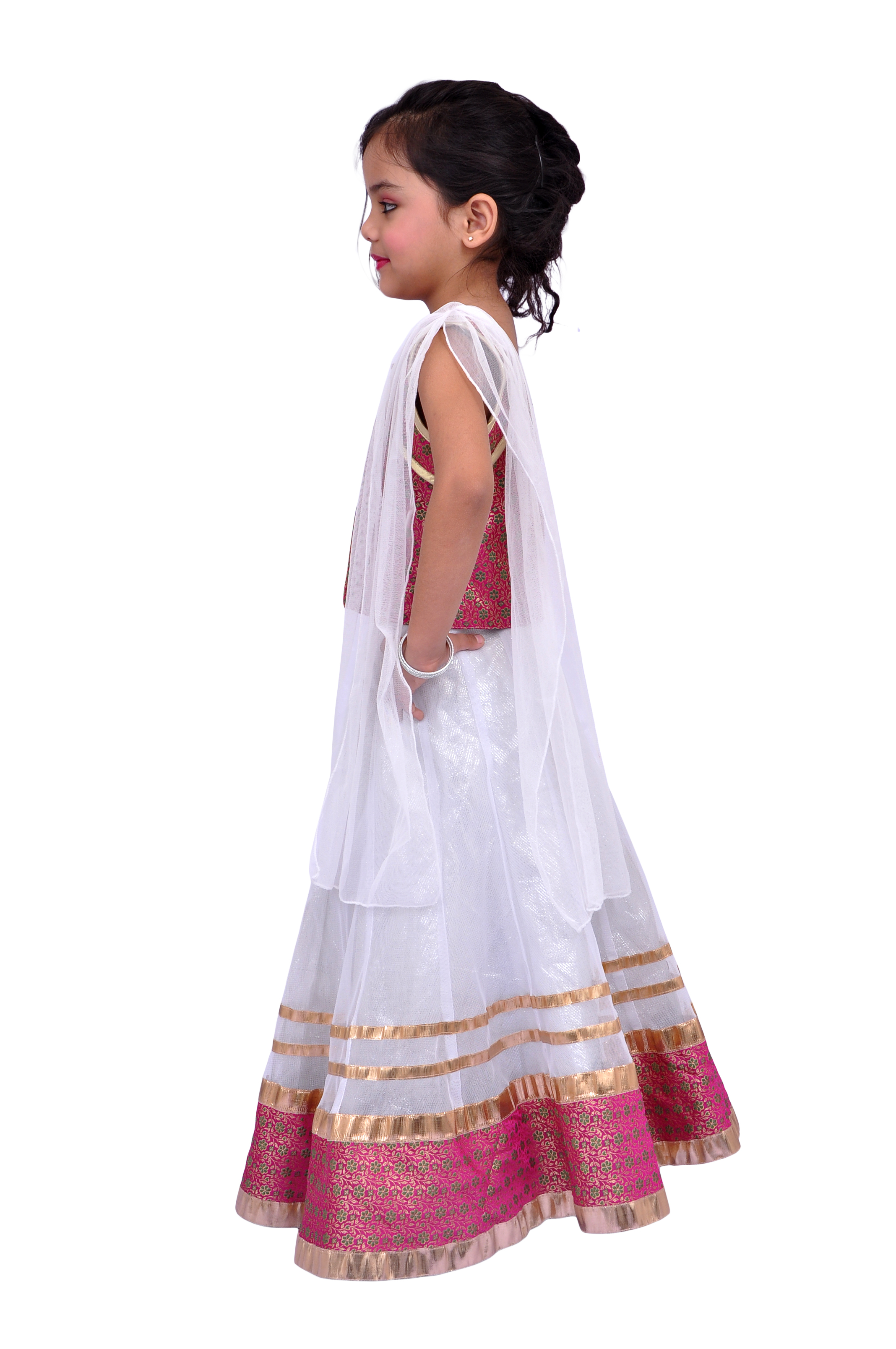 Buy Kilkari Stylish Kali Ghagra With Brocade Choli And Tie Up Neckline ...