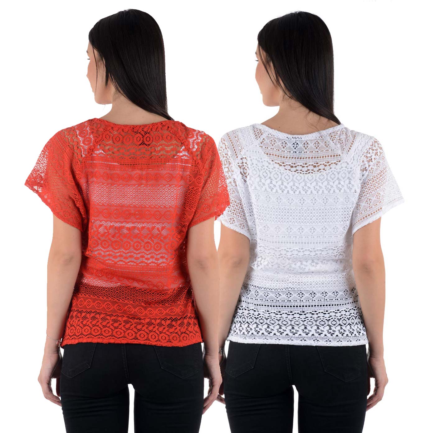 Buy Westrobe Womens Red n White Cotton Crochet Top Combo of 2 Online ...
