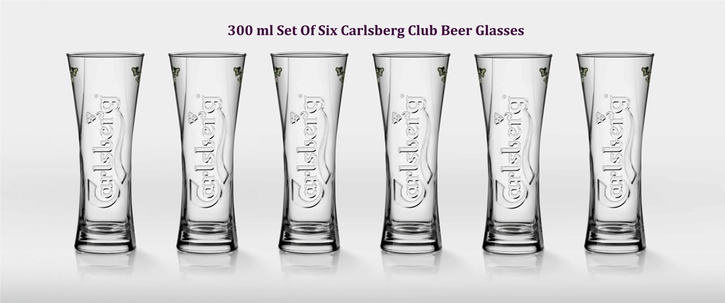 Buy Carlsberg 250 ml Set of 6 Club Beer Premium Stylish Glass, Stylish ...