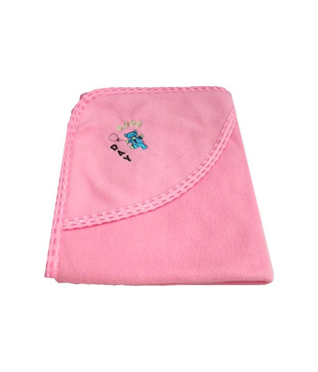 Garg Good Day Hood And Lace Border Lining Pink Baby Blanket