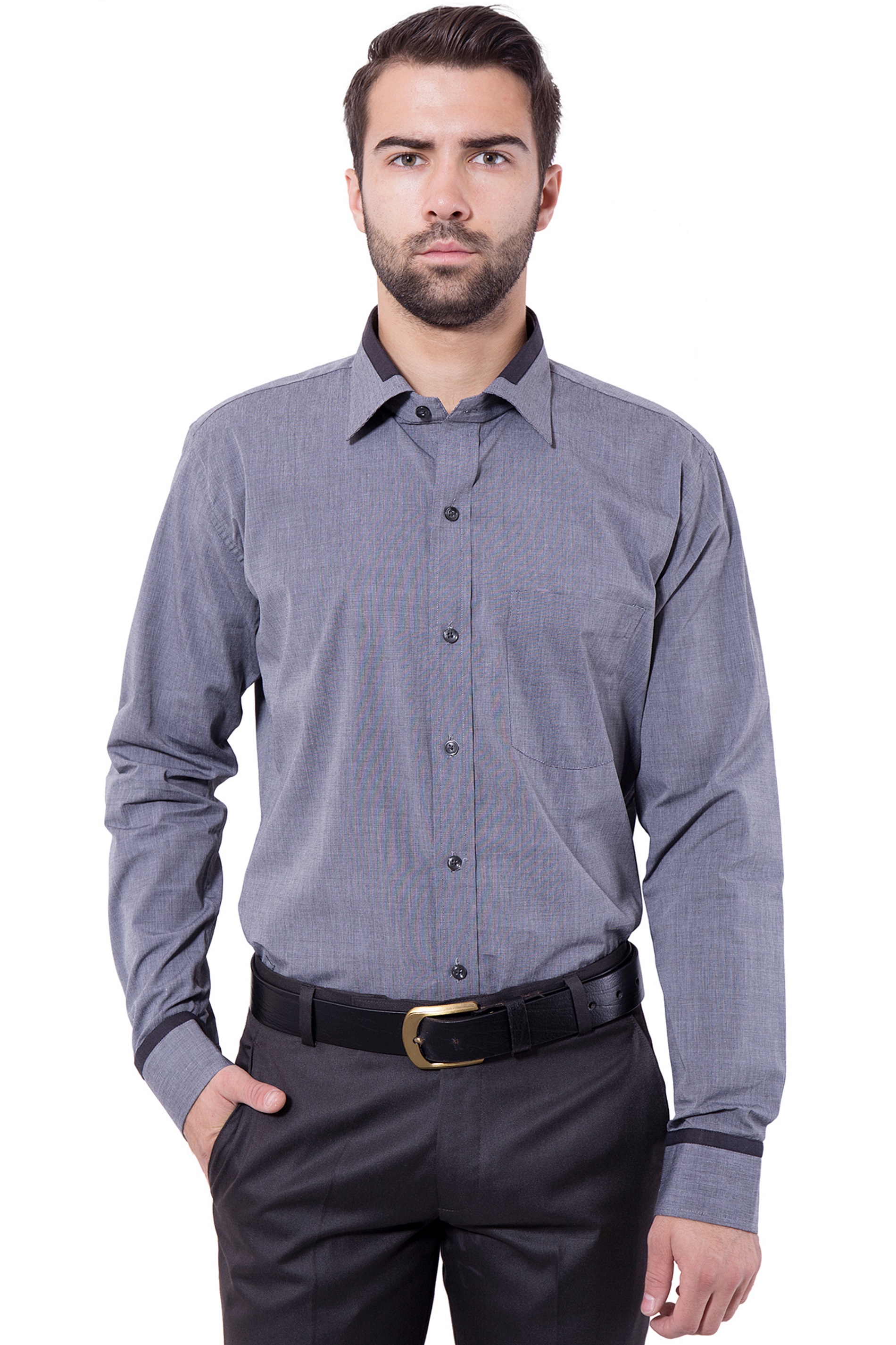 Buy Cotton Formal Shirt Battleship Gray Color for Men Online @ ₹869 ...