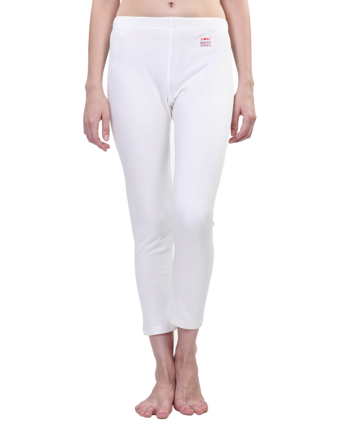 Buy Vimal-Jonney White Wool Blend Striped Thermal Lower For Women ...