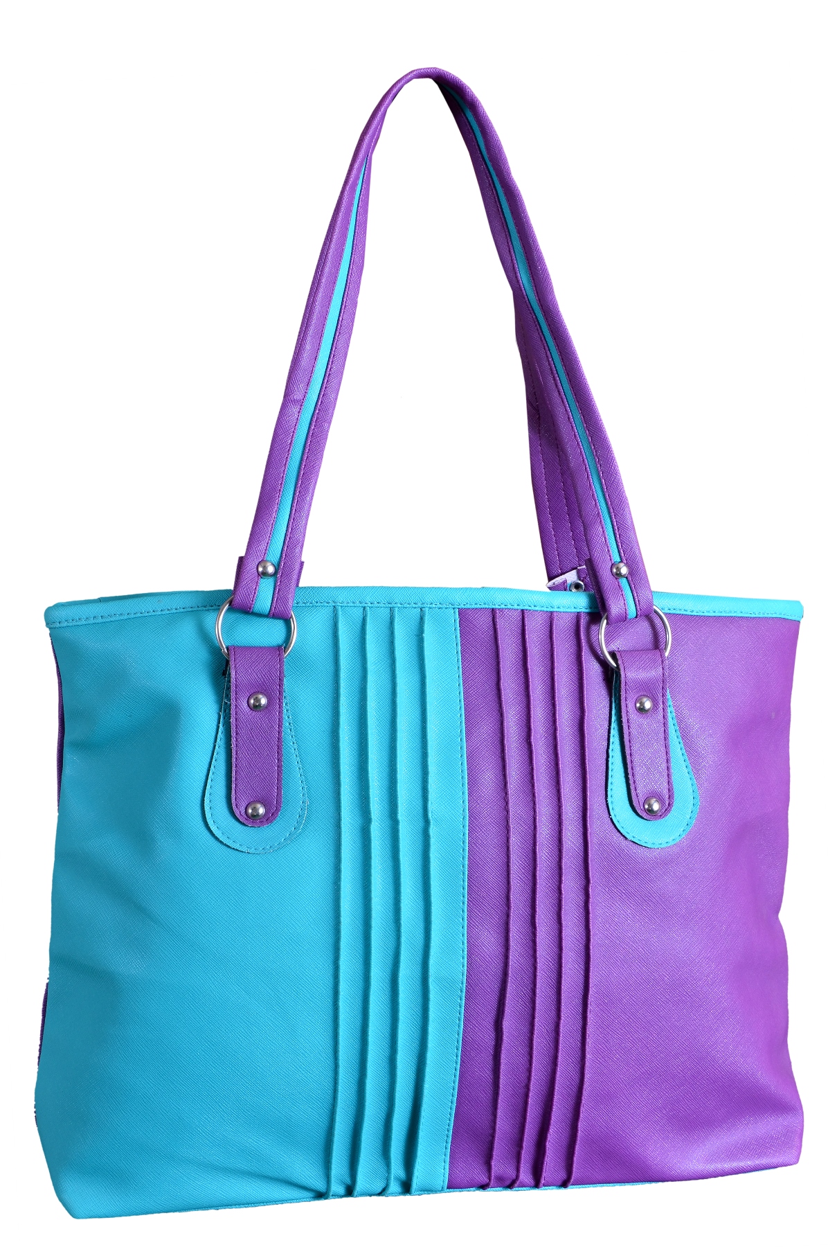 Buy Light Blue Purple Fabric PU Casual Plain Handbag Online @ ₹999 from ...
