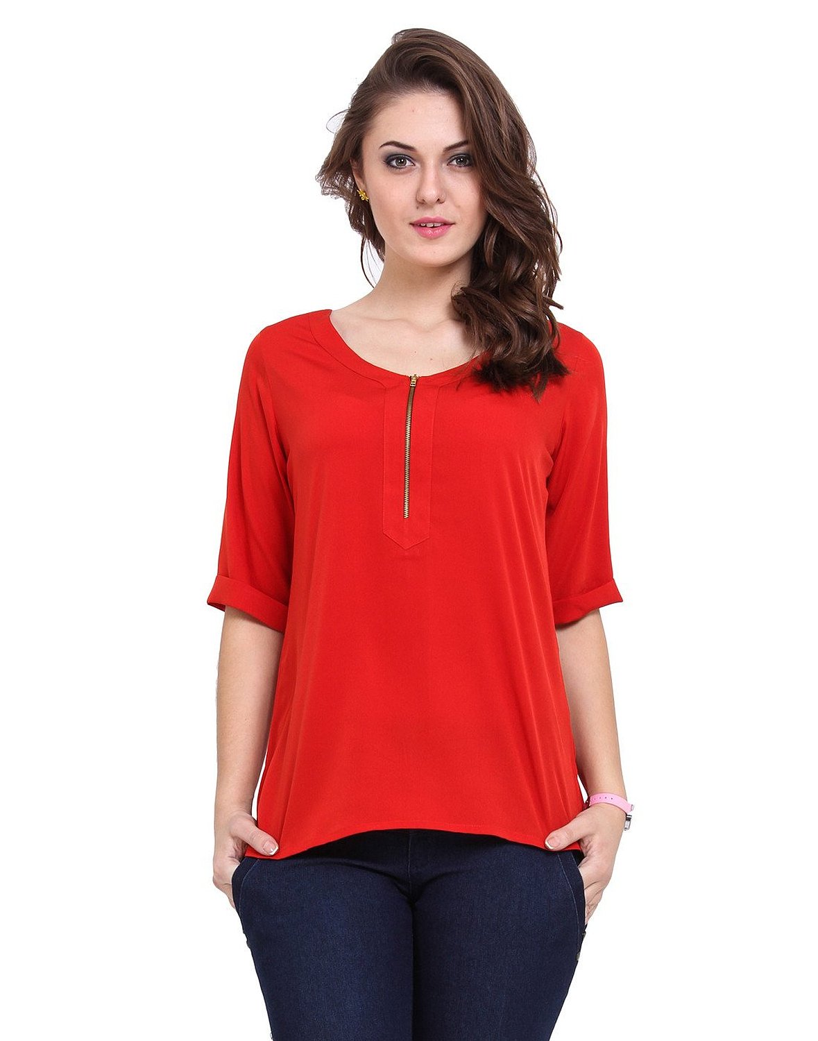 Buy color front zipper top Online @ ₹399 from ShopClues