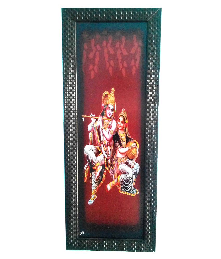 Buy SRK Multicolour Vertical Radha Krishna Photograph with Frame Online ...