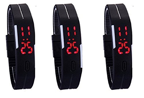 Buy Magnet Black LED Wrist Watch Band Girls Ladies Mens Boys Digital ...