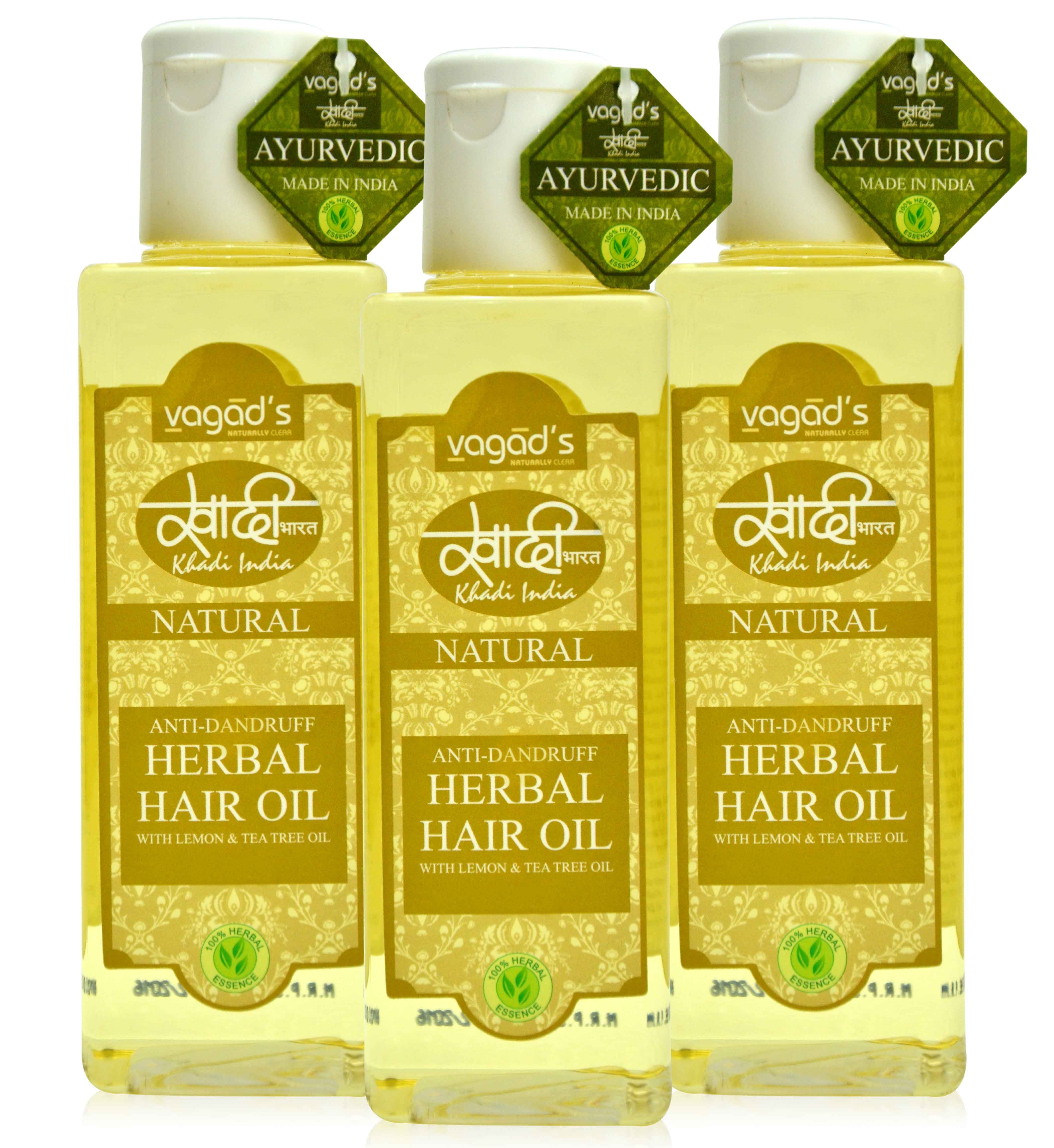 Buy Khadi Anti-Dandruff Herbal Hair Oil pack of 3 200 ml Online @ ₹1050 ...
