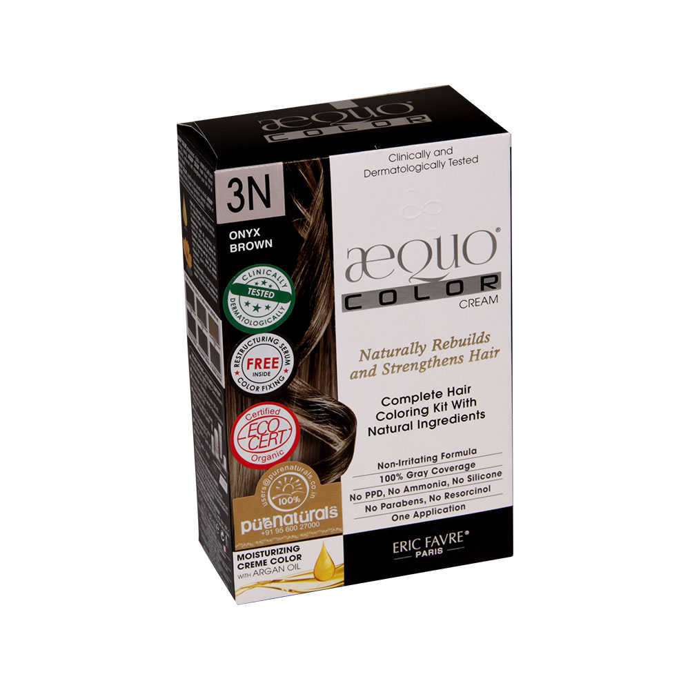 Buy Aequo Hair Color Cream Kit 3N Onyx Brown - 160ml Online @ ₹849 from ...