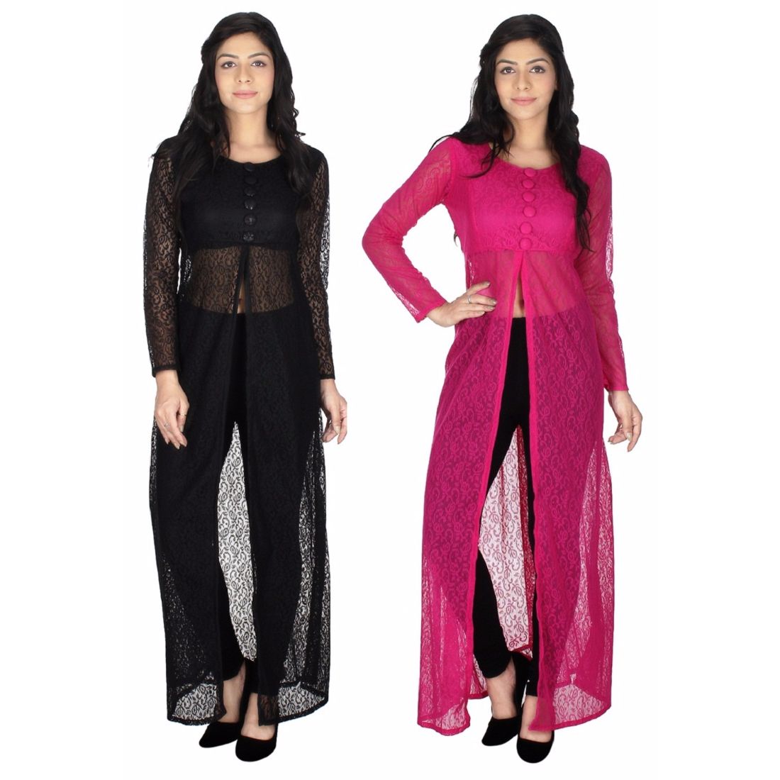 Buy Sukuma Pink Self Design Net Stitched Kurti Online @ ₹999 from ShopClues