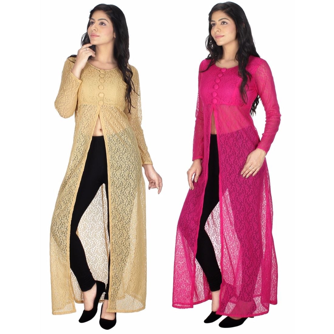 Buy Sukuma Pink Self Design Net Stitched Kurti Online @ ₹2000 from ...