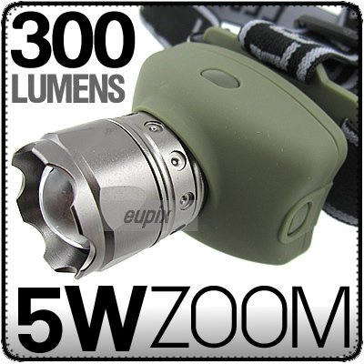 CREE LED 300Lm 5W Flashlight HeadLight Torch Headlamp ZOOMABLE ZOOM