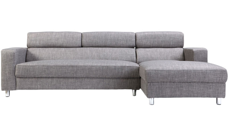 Buy Mini L Shape Sofa With Right Side Lounger In Grey Colour By ...