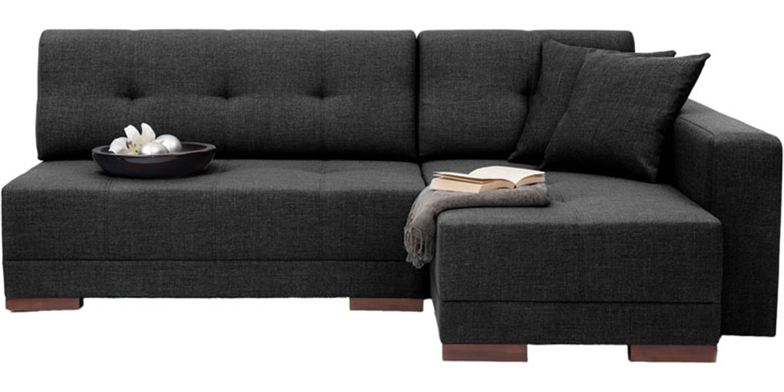 Buy Apollo L Shape Sectional Sofa With Right Side Chaise In Black ...