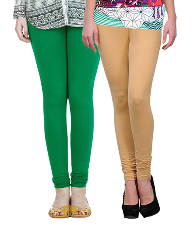 Buy Stylobby Green and Beige Leggings For Girls Pack of 2 Online @ ₹279 ...