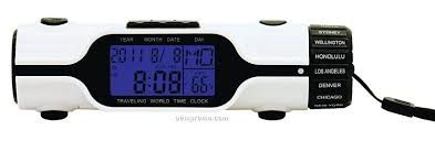 World Time Travel Alarm Clock with Calender, Temperature & LED Torch