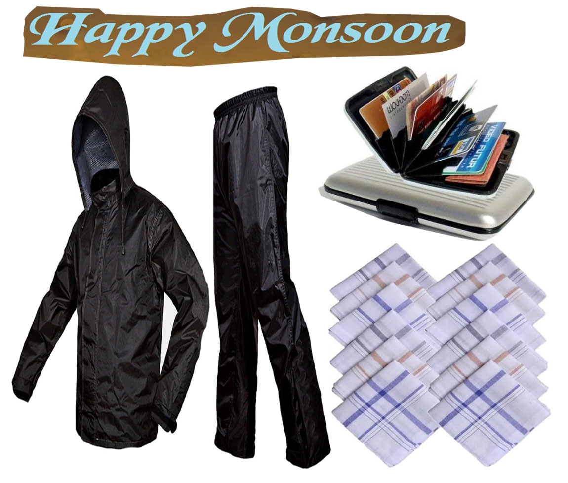 Buy Monsoon combo of a Rain coat, cotton handkerchiefs (6 Pieces) and ...
