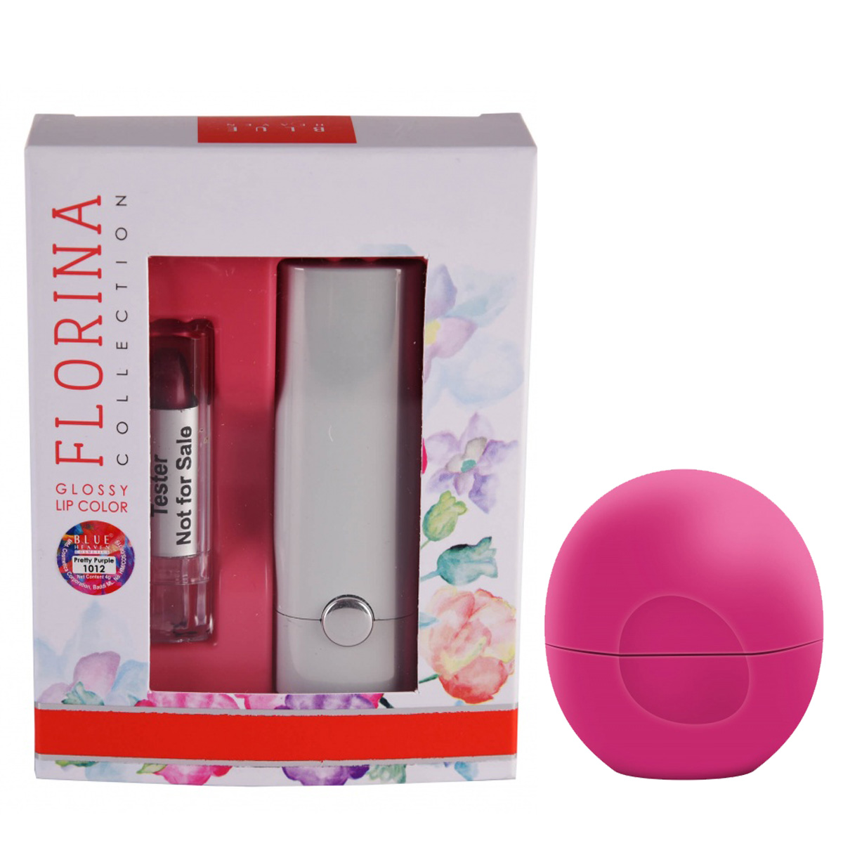 Buy Florina Glossy Lipstick (Pretty Purple) Lip Balm Bubble Gum (8 GM ...