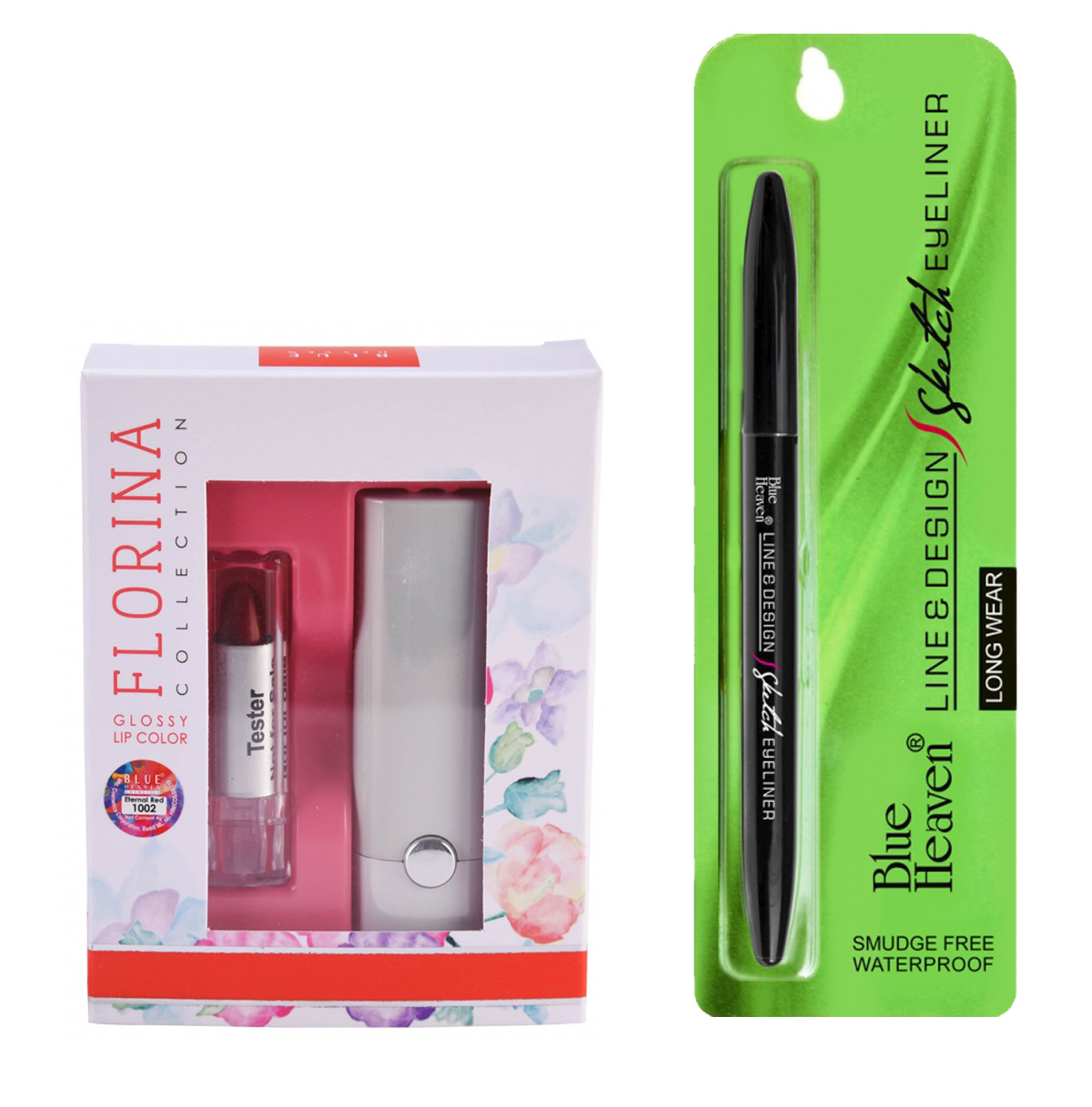 Buy Florina Glossy Lipstick (Eternal Red) Line Design Sketch Eyeliner ...