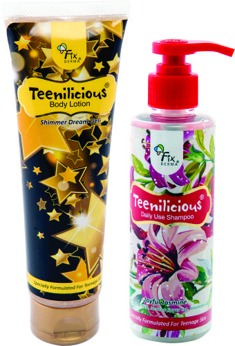 Buy Fixderma Teenilicious Pack Of 2 Body Lotion Shimmer 150gm + Shampoo ...