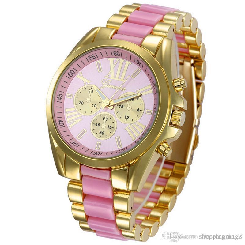 Buy Geneva Golden Analog White Stainless Steel Watch - Women Online ...