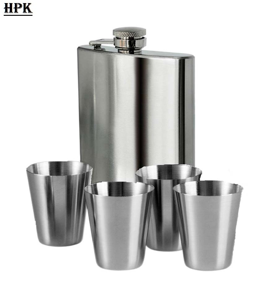 Buy HPK Hip Flask With 4 Mini Steel Glasses (HPK00C1) Online- Shopclues.com