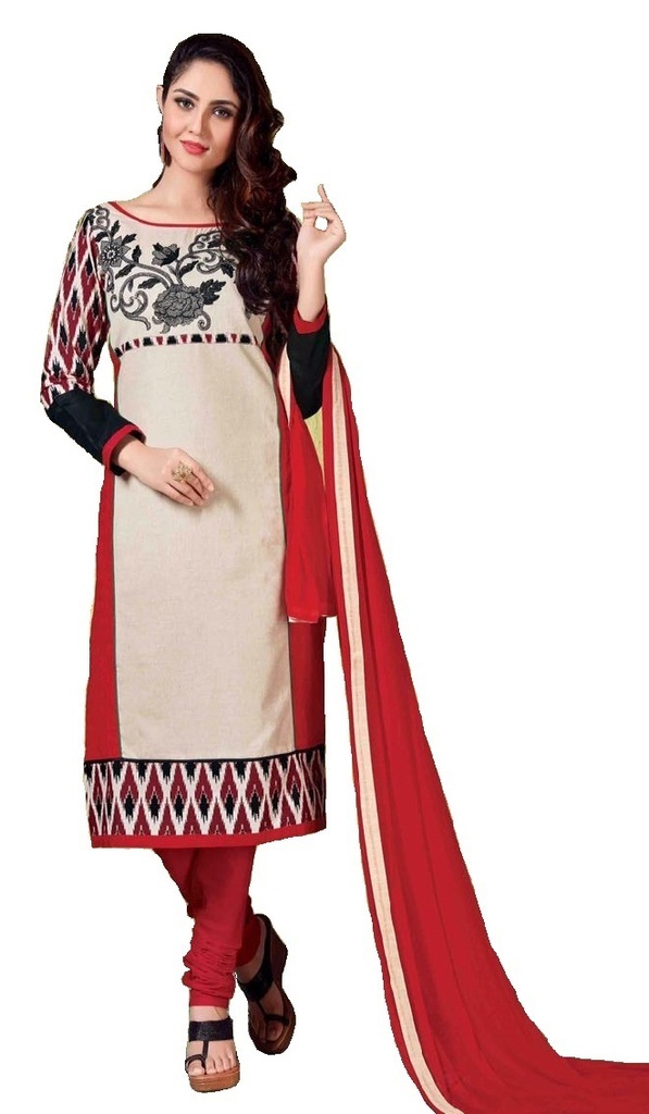 Buy Vatika Women Printed Cotton Unstitched Dress Material(B05Cream and ...