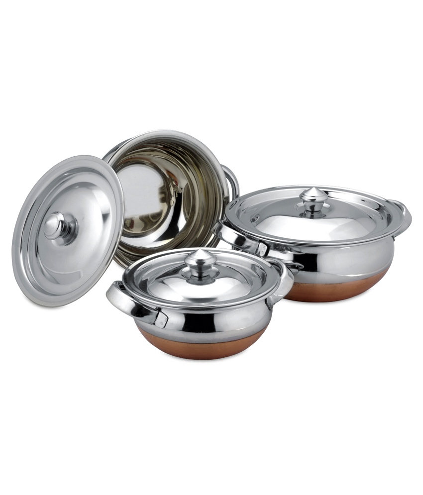 Buy Set of 3 Handis - Stainless Steel Online @ ₹949 from ShopClues