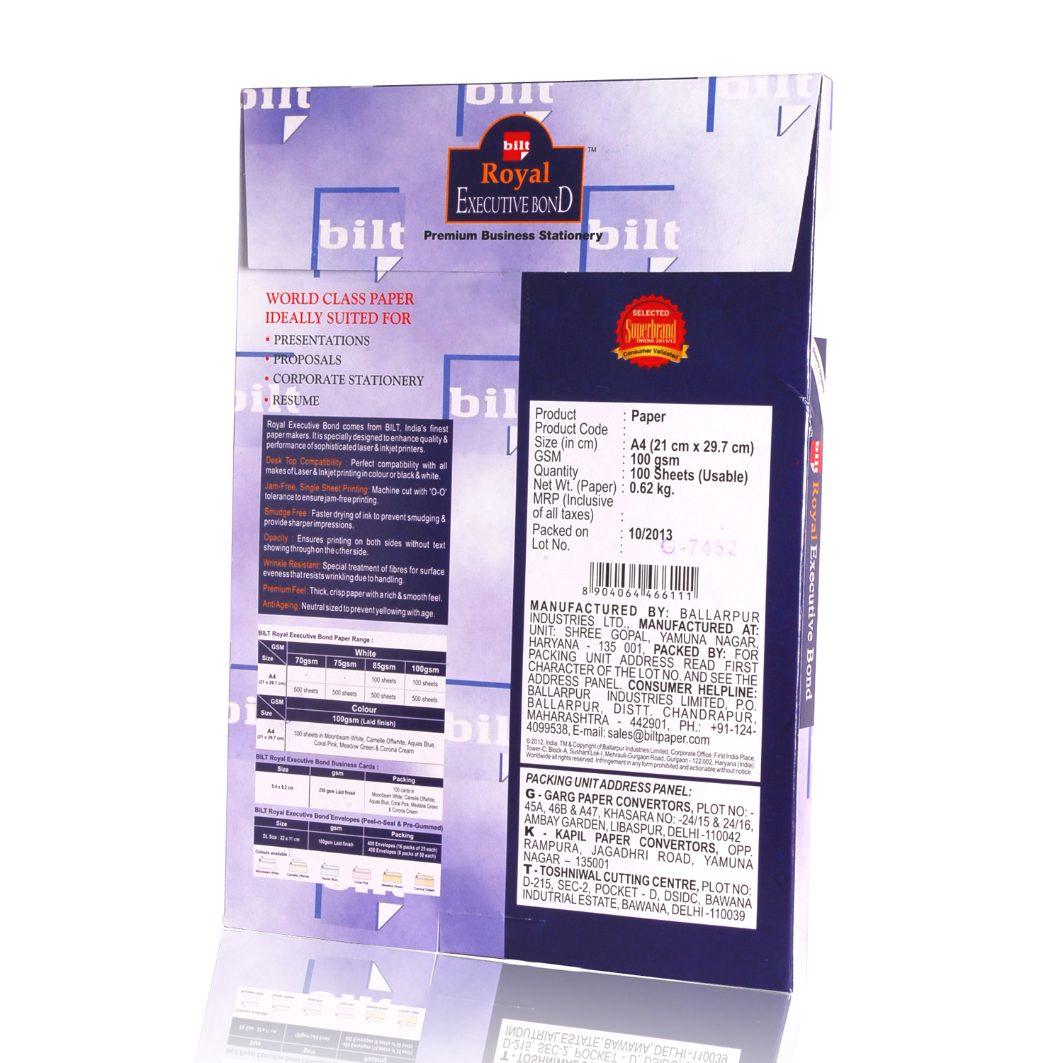 Buy Bilt Royal Executive Bond Paper A4 Camelle 100 Gsm 500 Sheets