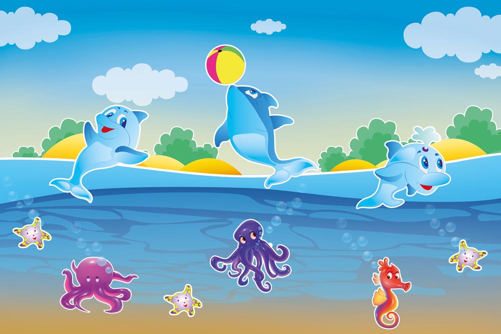 Buy Walls and Murals Exotic Sea Animals in Action Ocean Peel and Stick ...