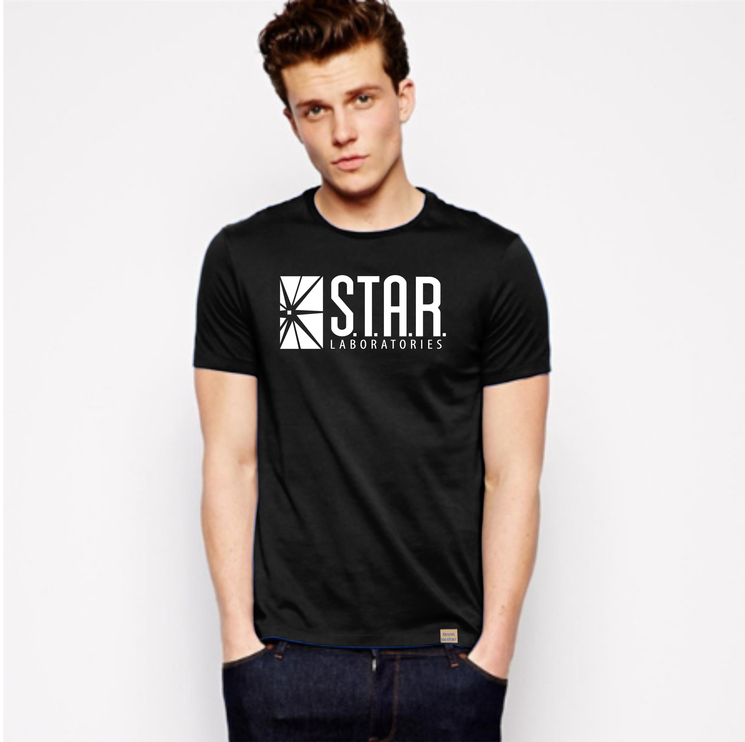 Buy STAR LABS The Flash Fan Royal Nesher black Cotton printed T-Shirt ...
