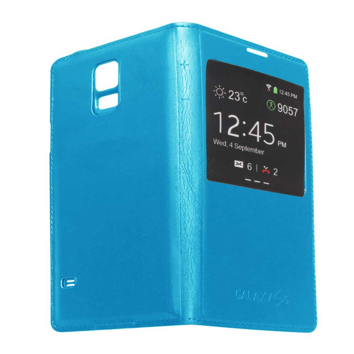 Blue Premium S View Smart Flip Cover Case for Samsung Galaxy S5 G900