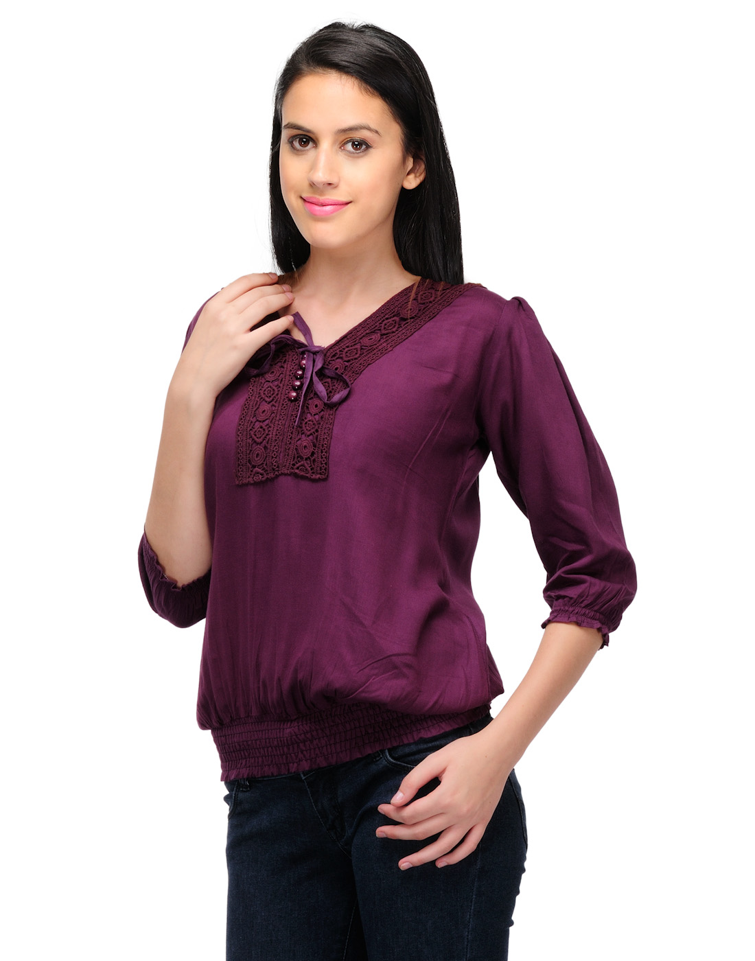 Buy DBMart Rayon Purple Top for girls women TOP2026 prpl Online @ ₹425 ...
