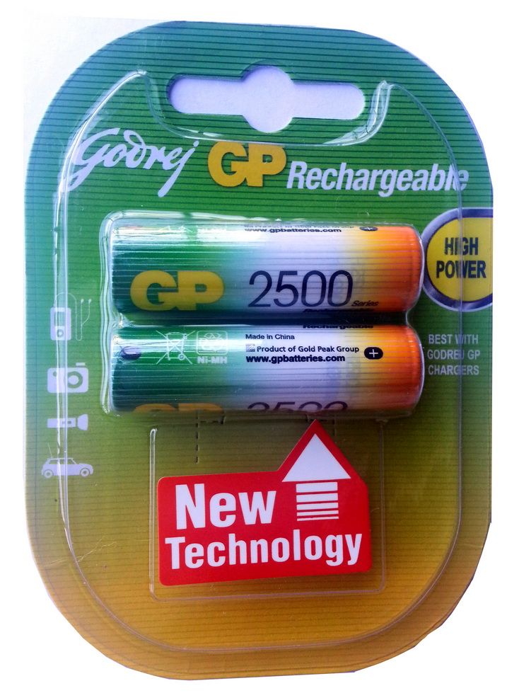Godrej GP 2 x AA 2500mAh Ni-MH Rechargeable Batteries